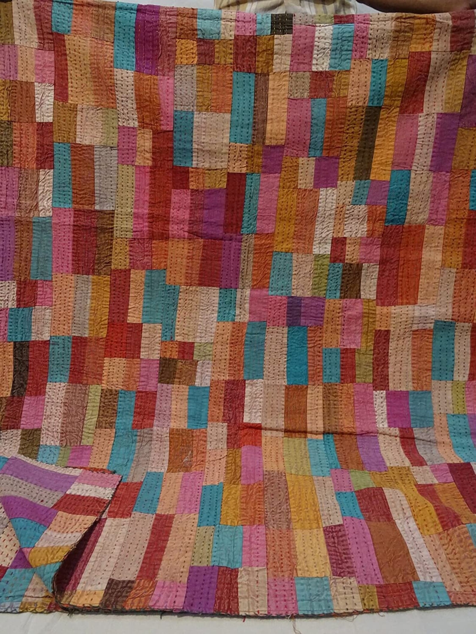 Indian Handmade Kantha Quilt Throw Multi Color Patch Work - Etsy