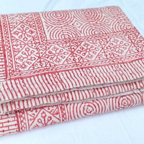 Indian Handmade Kantha Quilt Cotton Ajrak Hand Block Hippie - Etsy
