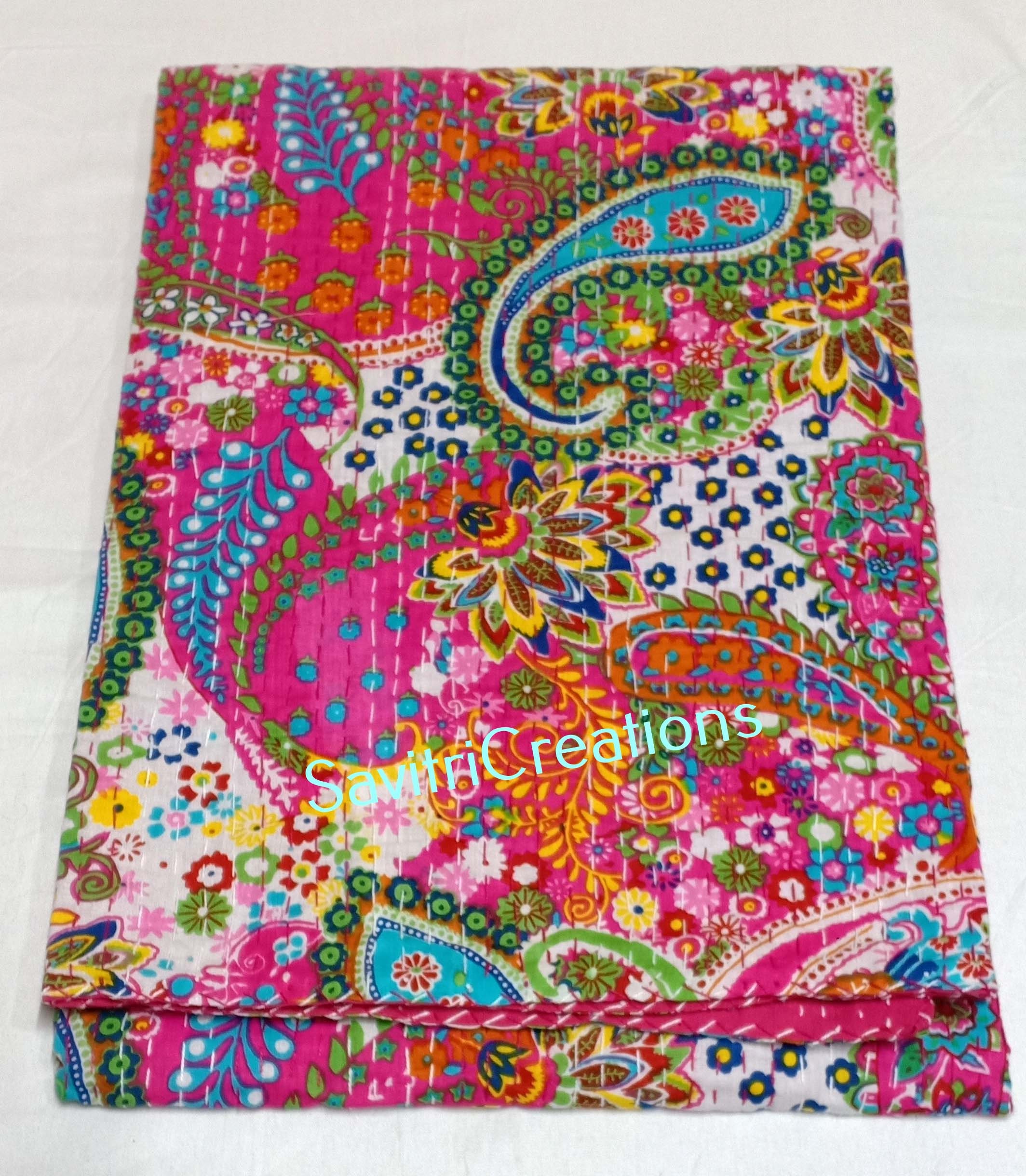 Indian Paisley Print Quilting Kantha Original Handmade Indian - Etsy