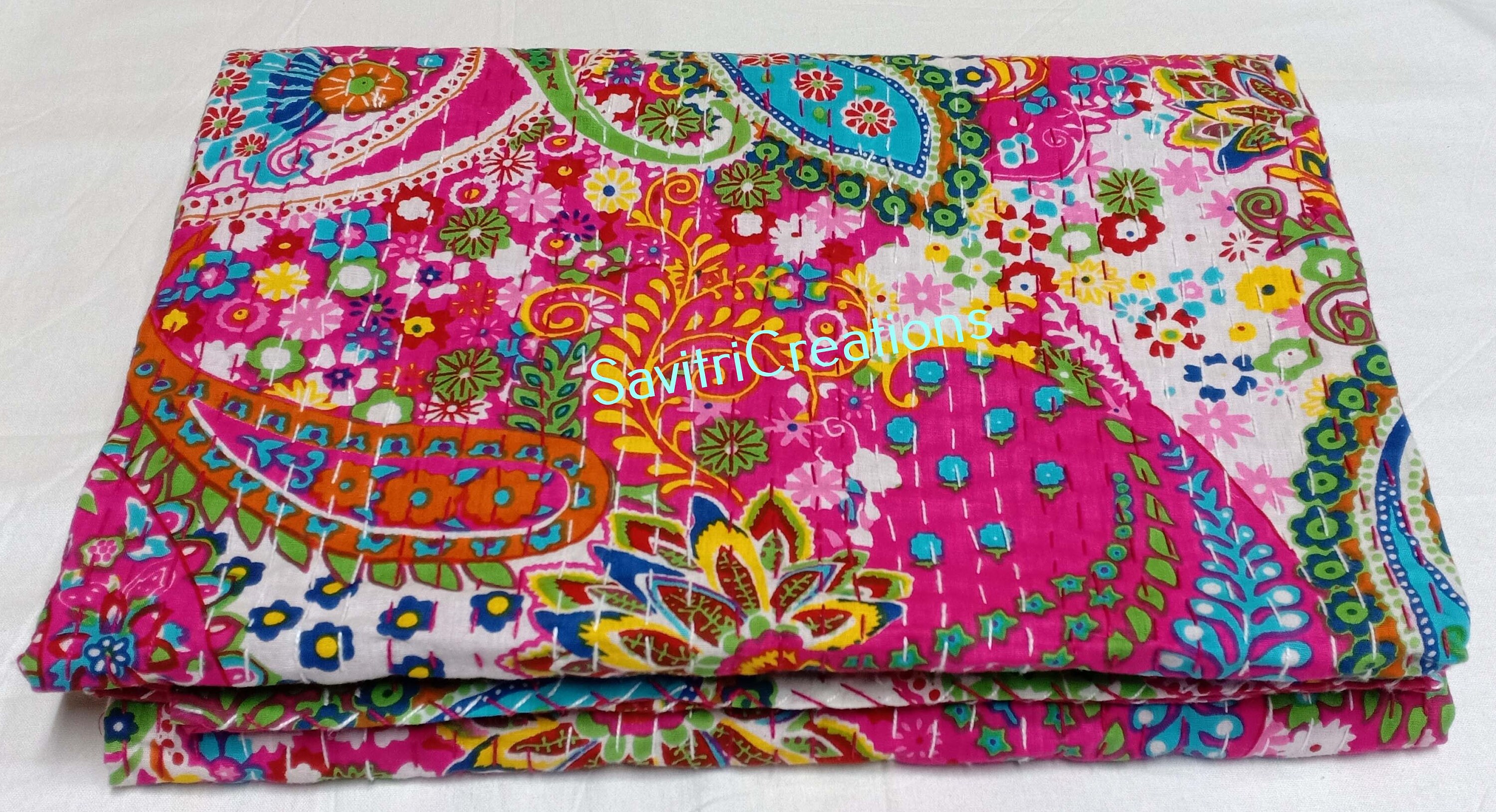 Indian Paisley Print Quilting Kantha Original Handmade Indian - Etsy