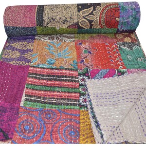 Indian Patchwork Quilt Queen Size Bohemian Treditional Quilts Handmade ...