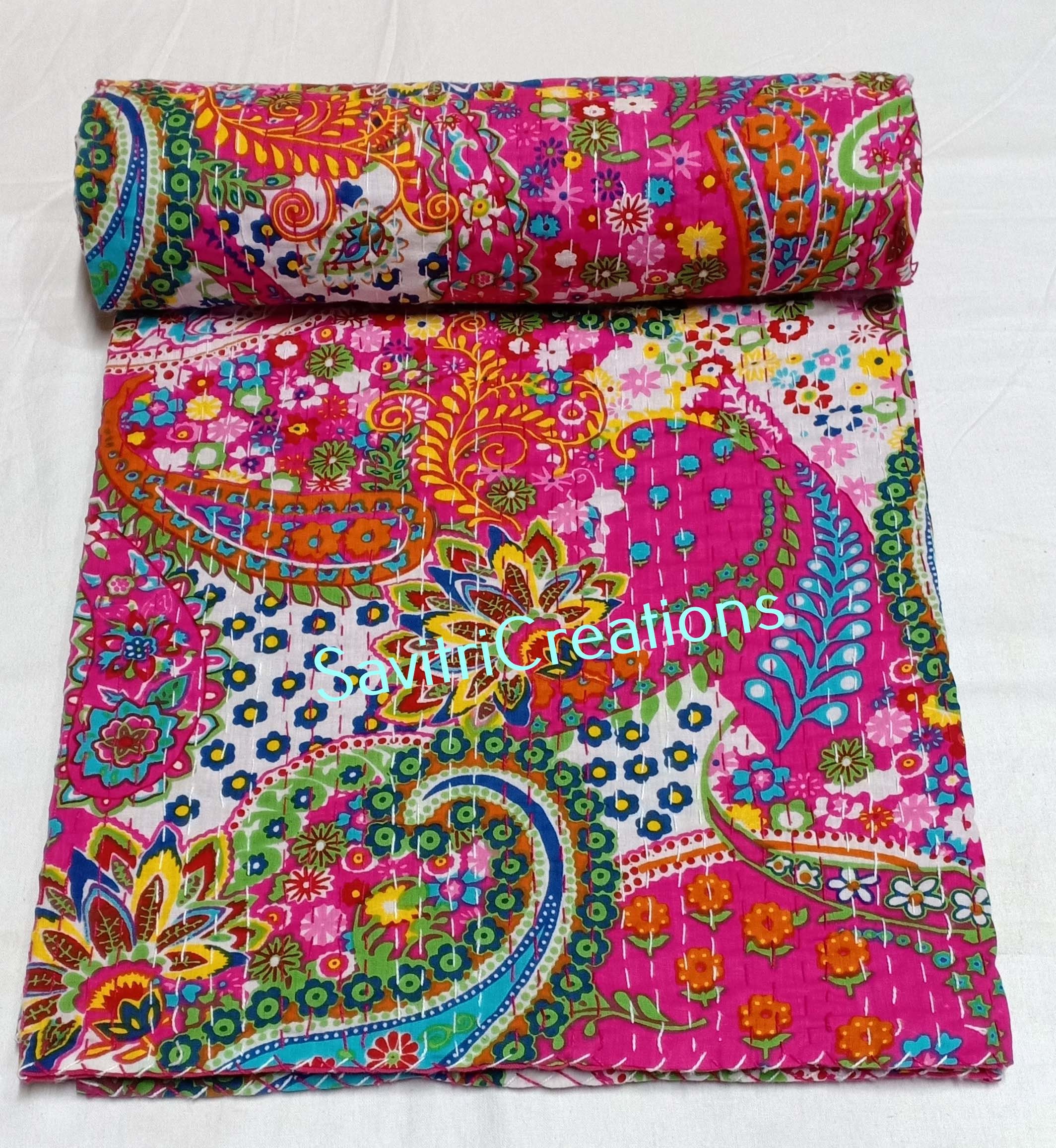 Indian Paisley Print Quilting Kantha Original Handmade Indian - Etsy
