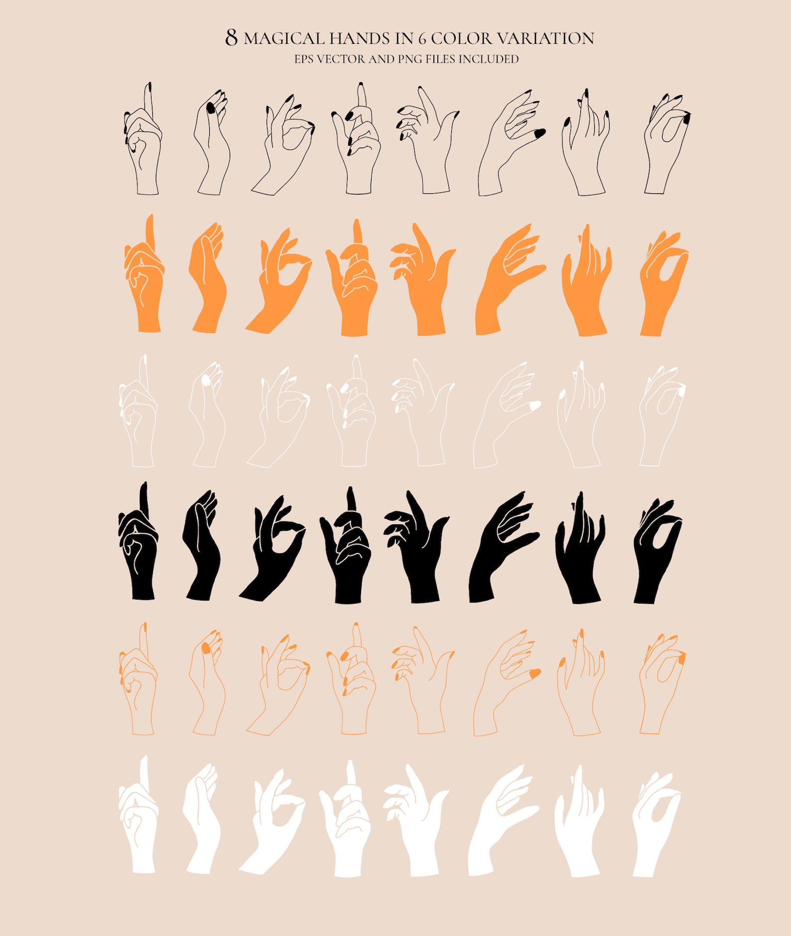 Hands Clipart Magic Mystic Hand Gestures Icons Symbols - Etsy