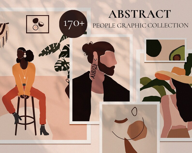 ABSTRACT People Woman Men Prints Collection Abstract Shapes - Etsy