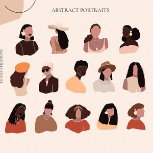 Abstract Woman Portraits - Abstract Female Poster Print Faces - Minimal ...