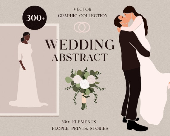Wedding Abstract Graphic Set Marriage Wedding Woman Bride - Etsy