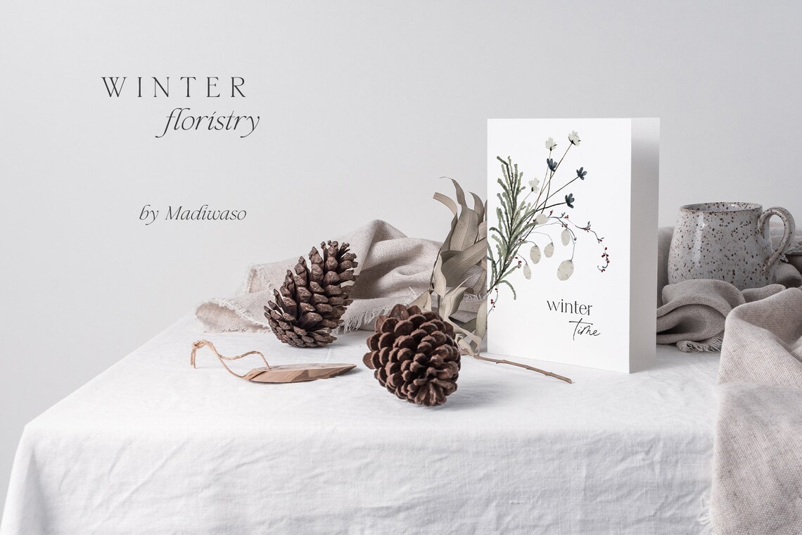 Watercolor Winter Floral Clipart Christmas Floral Greenery - Etsy