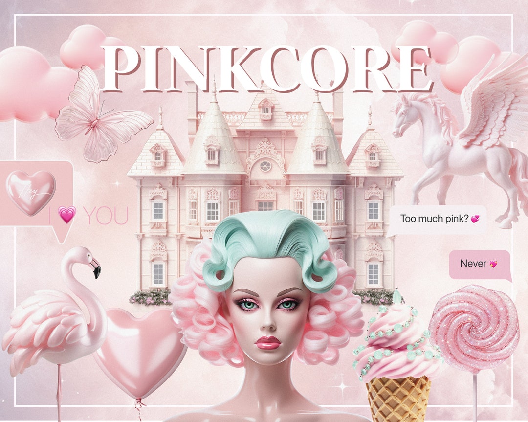 Pink Doll Collage Paper Art Clipart, Pink Picture Collage Pack ...