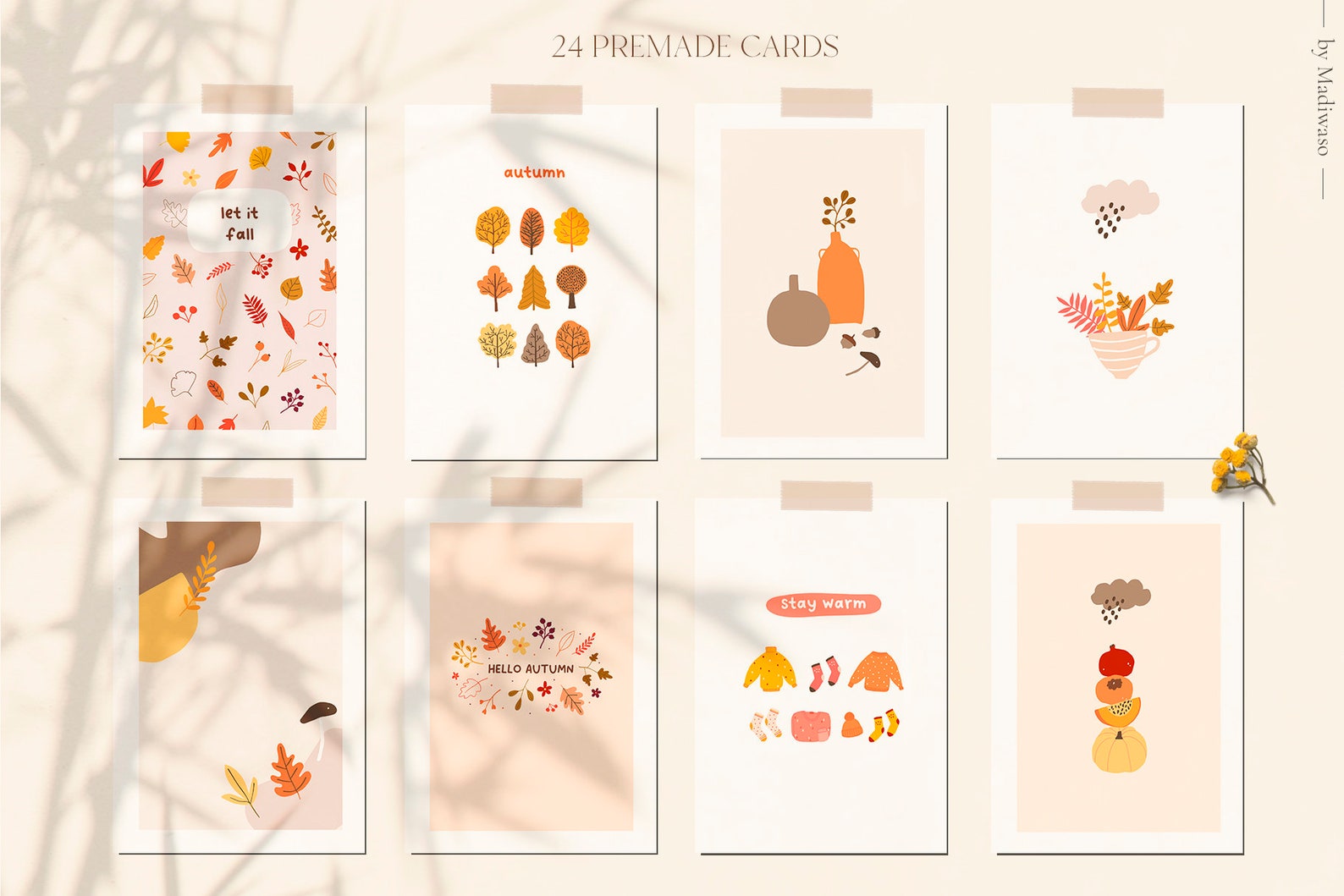 Autumn Fall Clipart Illustrations Cute Abstract Autumn - Etsy