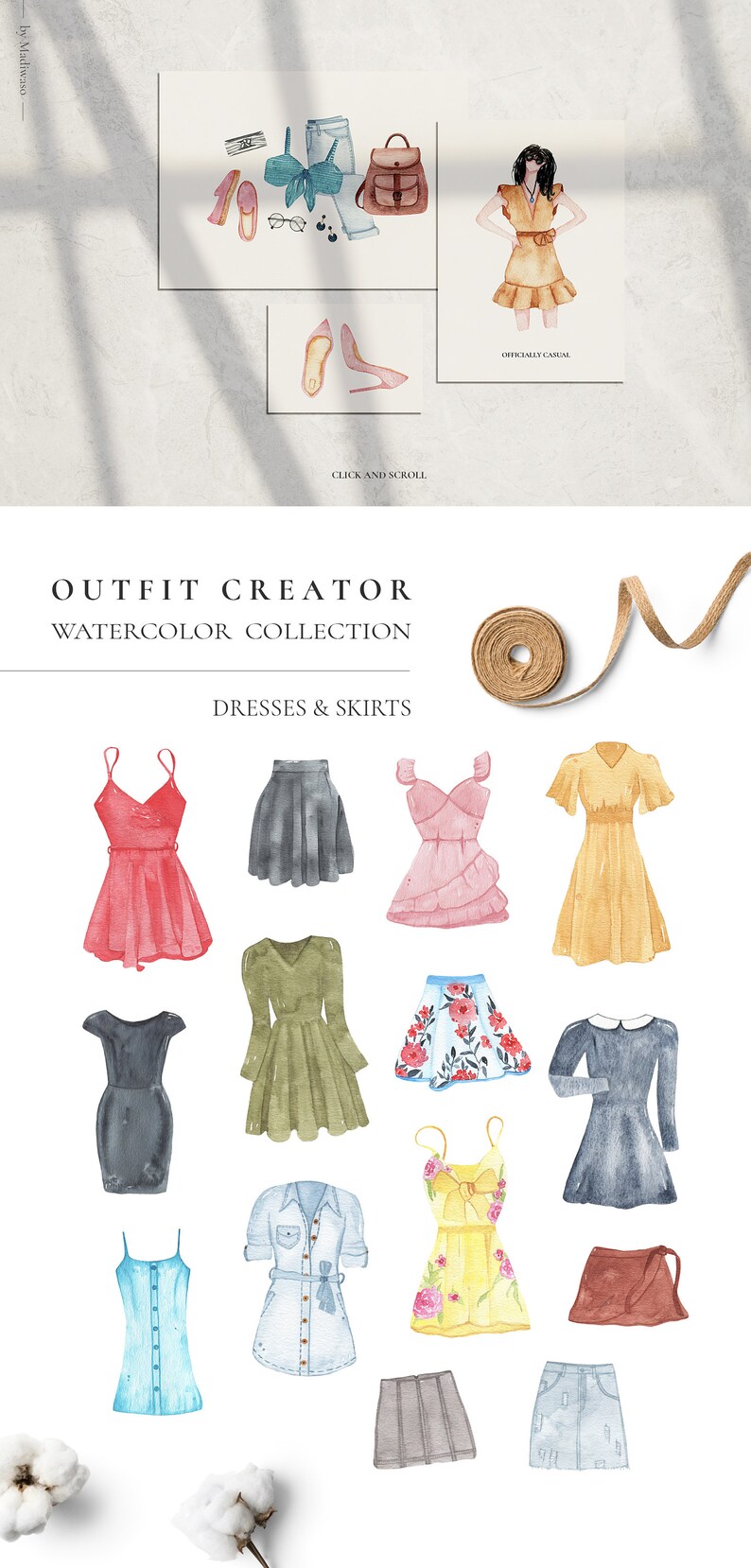 Outfit Creator Watercolor Fashion Clothes Accessories - Etsy