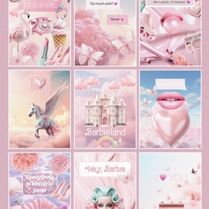 Pink Doll Collage Paper Art Clipart, Pink Picture Collage Pack ...