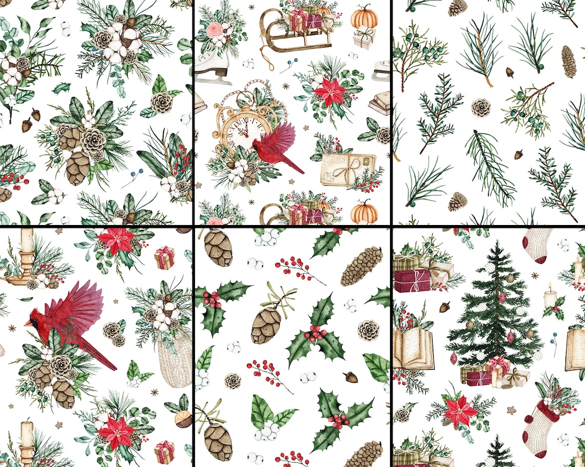 Christmas Digital Paper Pack Scrapbook Winter Digital Paper - Etsy