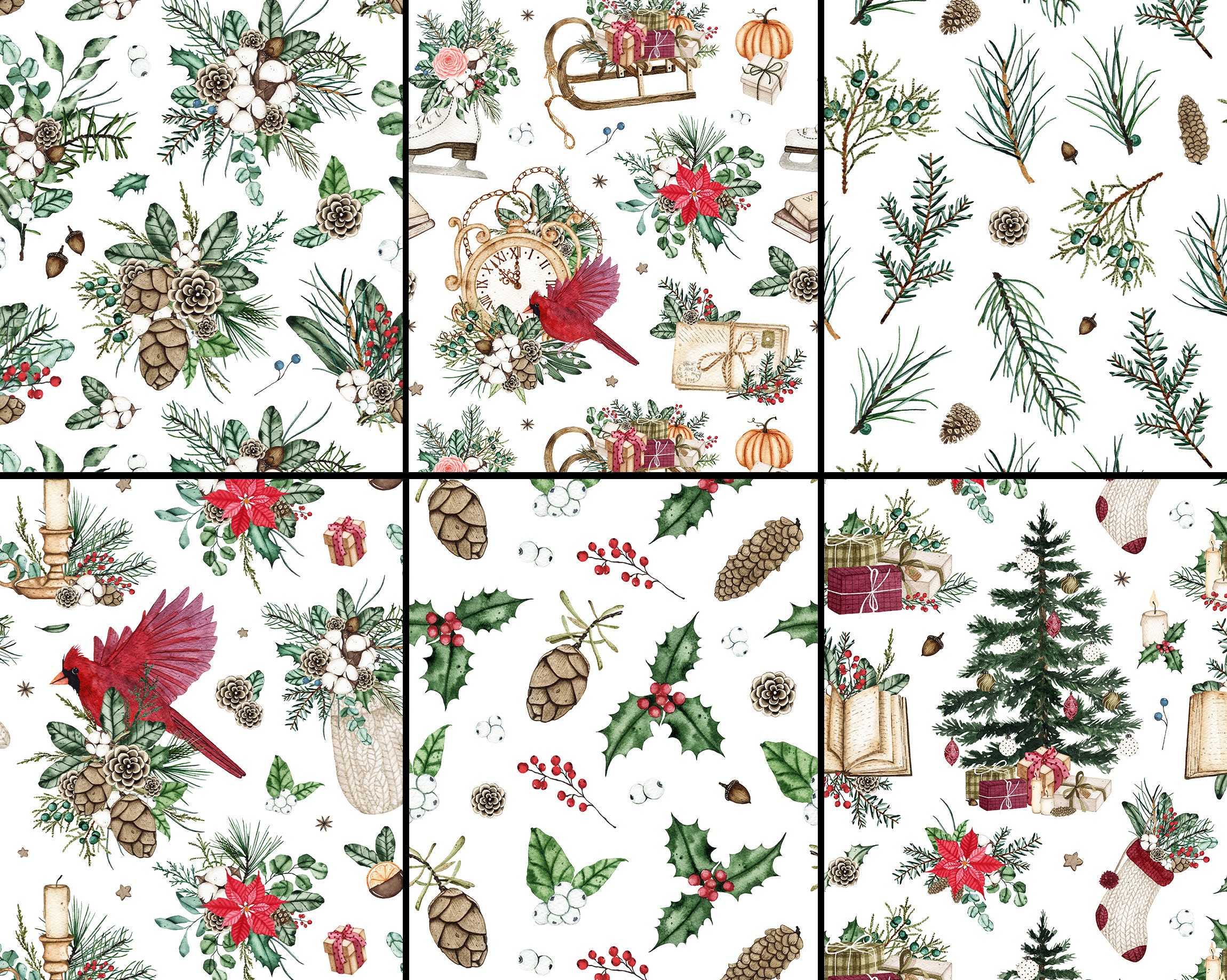 Christmas Digital Paper Pack Scrapbook Winter Digital Paper - Etsy