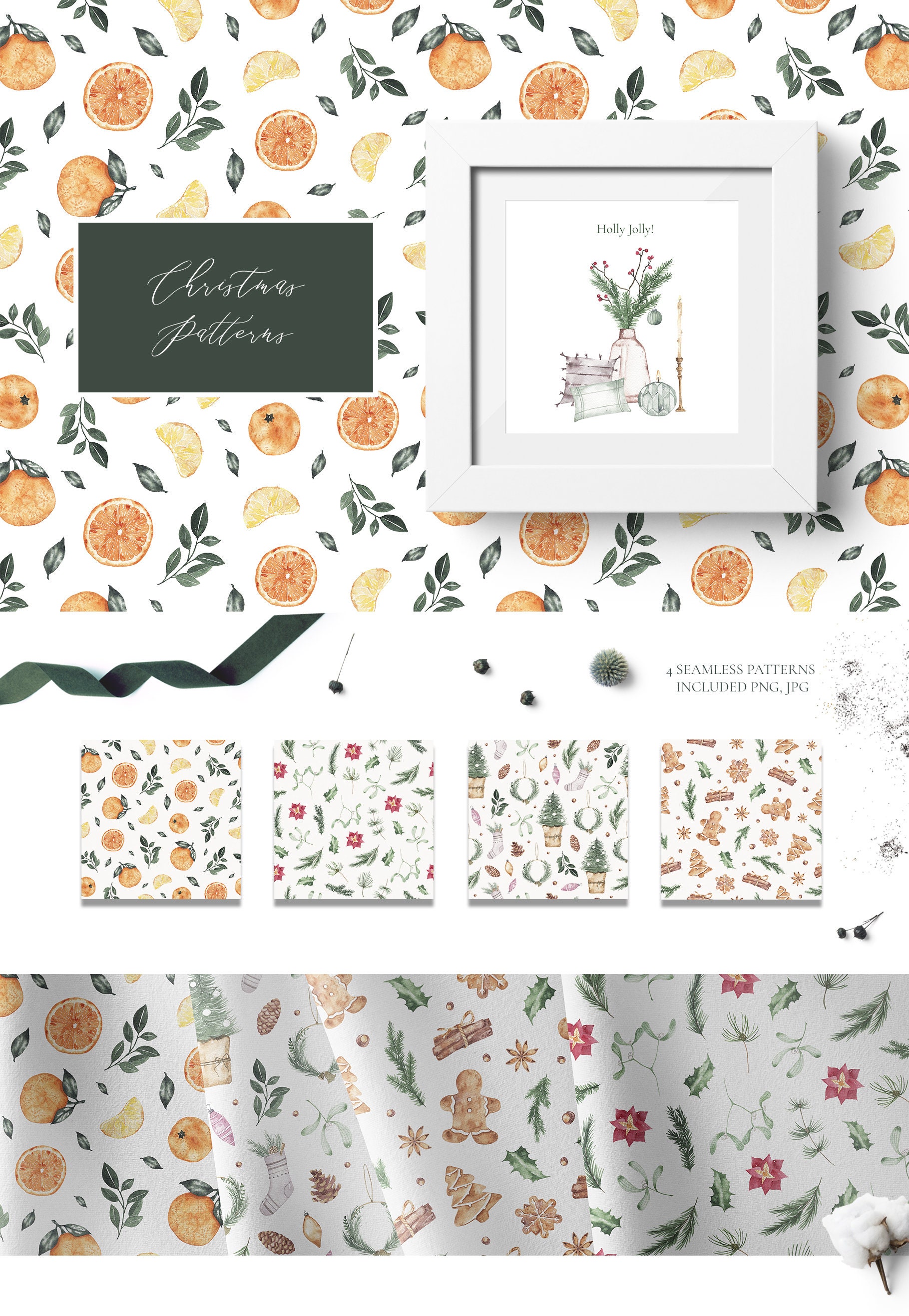 Watercolor Winter Christmas Holiday Clipart Set Xmas Flowers - Etsy