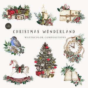 Christmas Clipart, Watercolor Winter Clipart, Christmas Scene ...