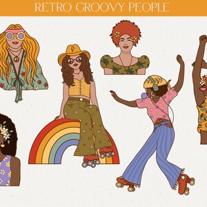 Groovy Retro Vibes Digital Clipart, 70s 80s 90s Nostalgia Clipart ...