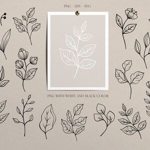 Floral Line Art Clipart, Botanical Flower Line Art SVG Wreath, Frame ...