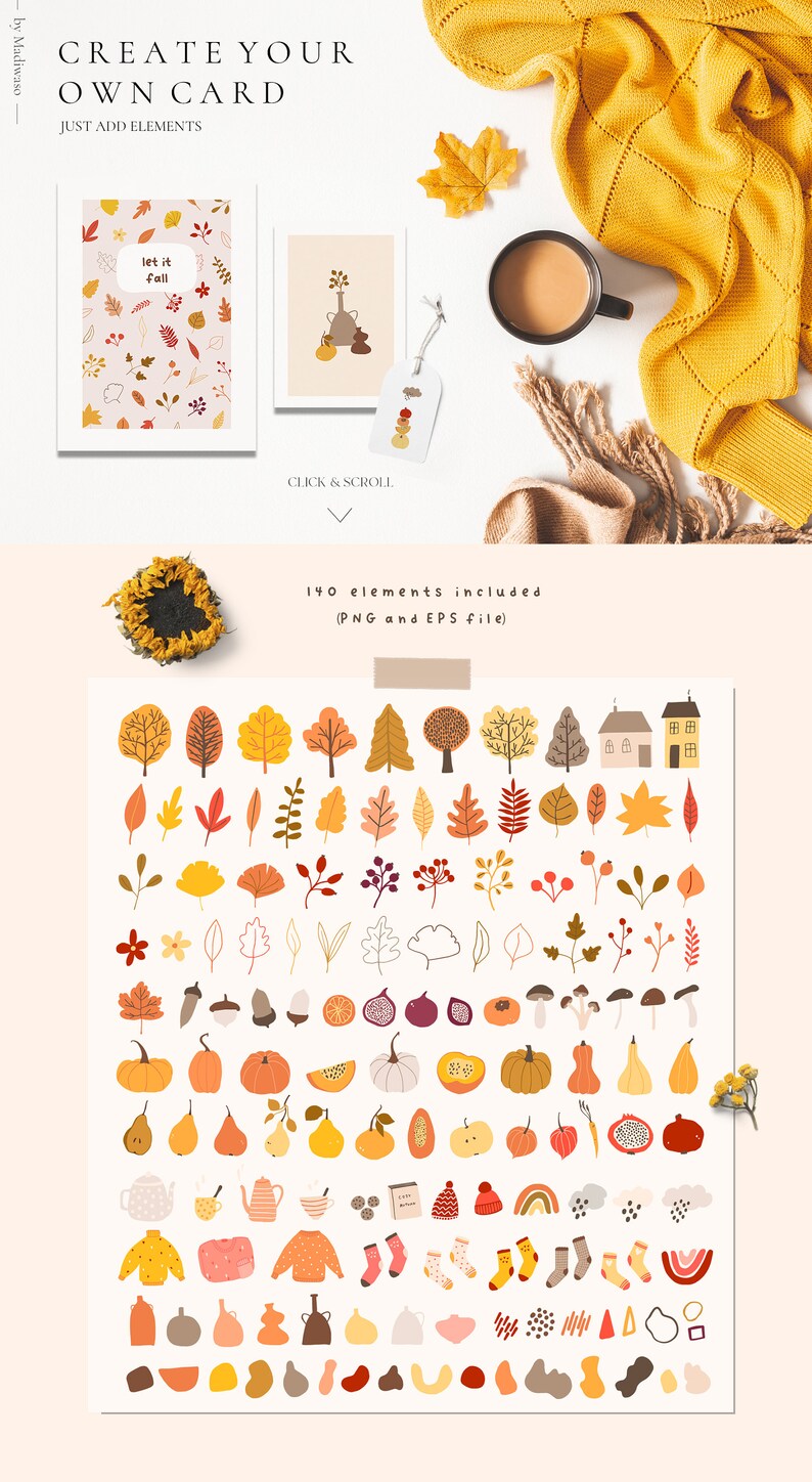 Autumn Fall Clipart Illustrations Cute Abstract Autumn - Etsy