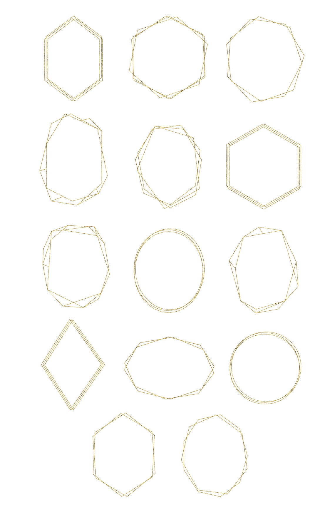 Golden Geometric Frames Triangular Oval Round Clipart Gold - Etsy
