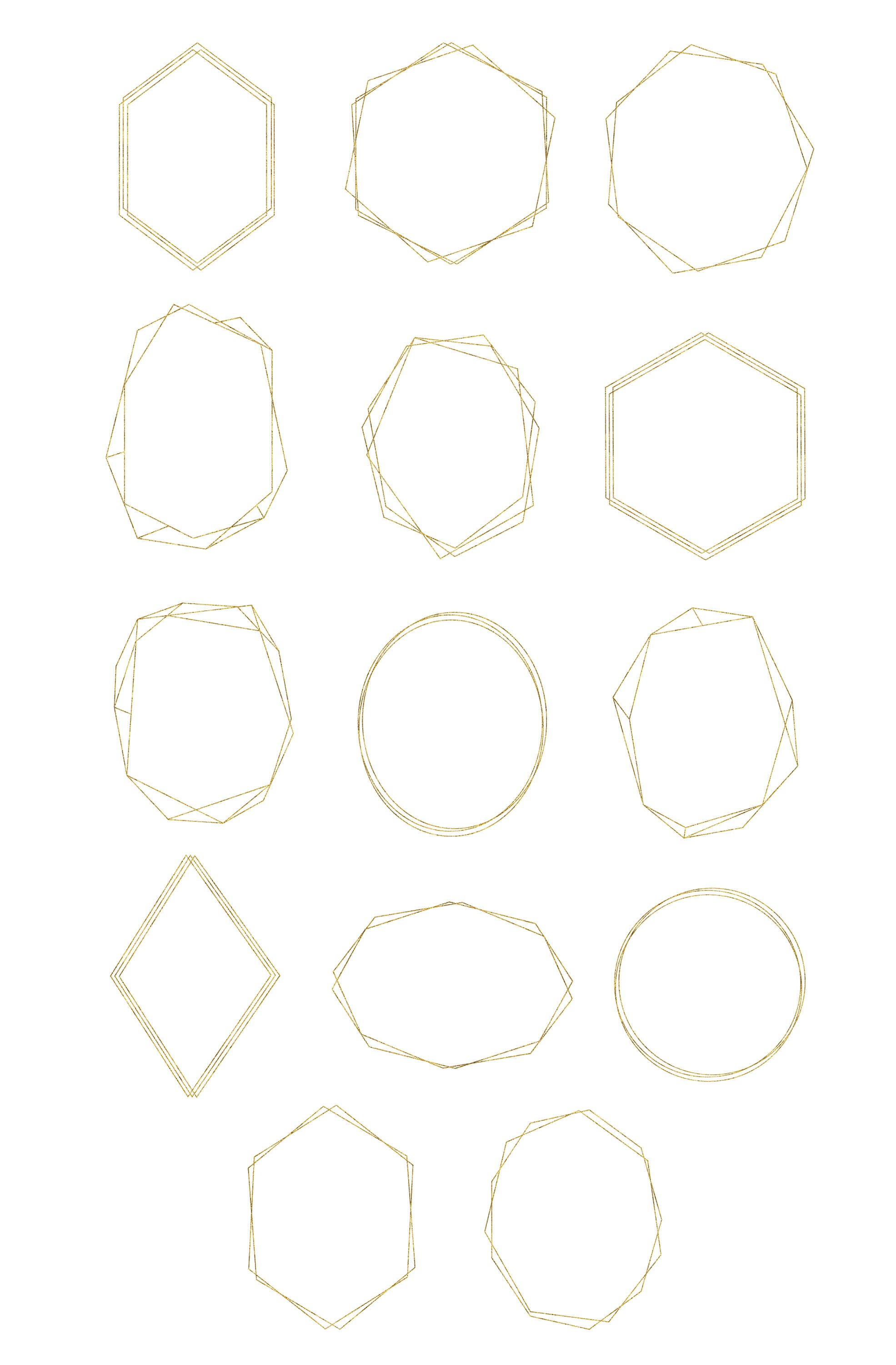 Golden Geometric Frames Triangular Oval Round Clipart Gold - Etsy