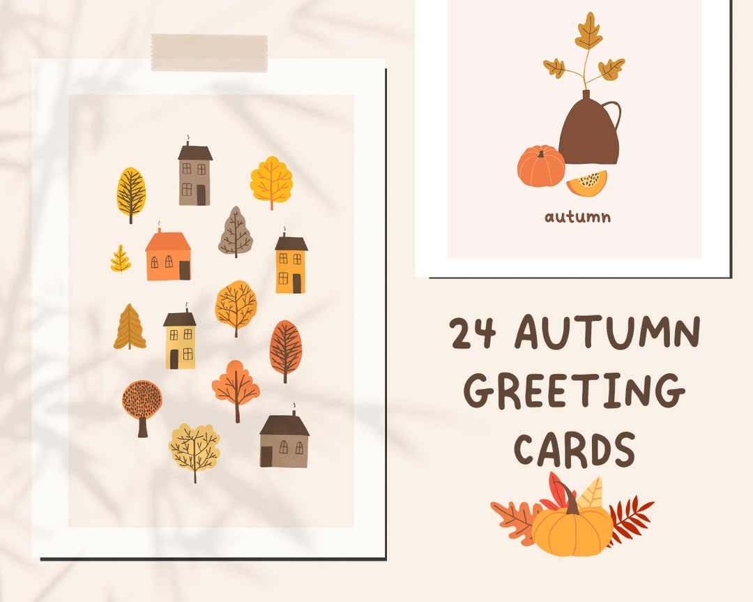 Autumn Fall Cards, Printable Happy Autumn, Hello Fall Season ...