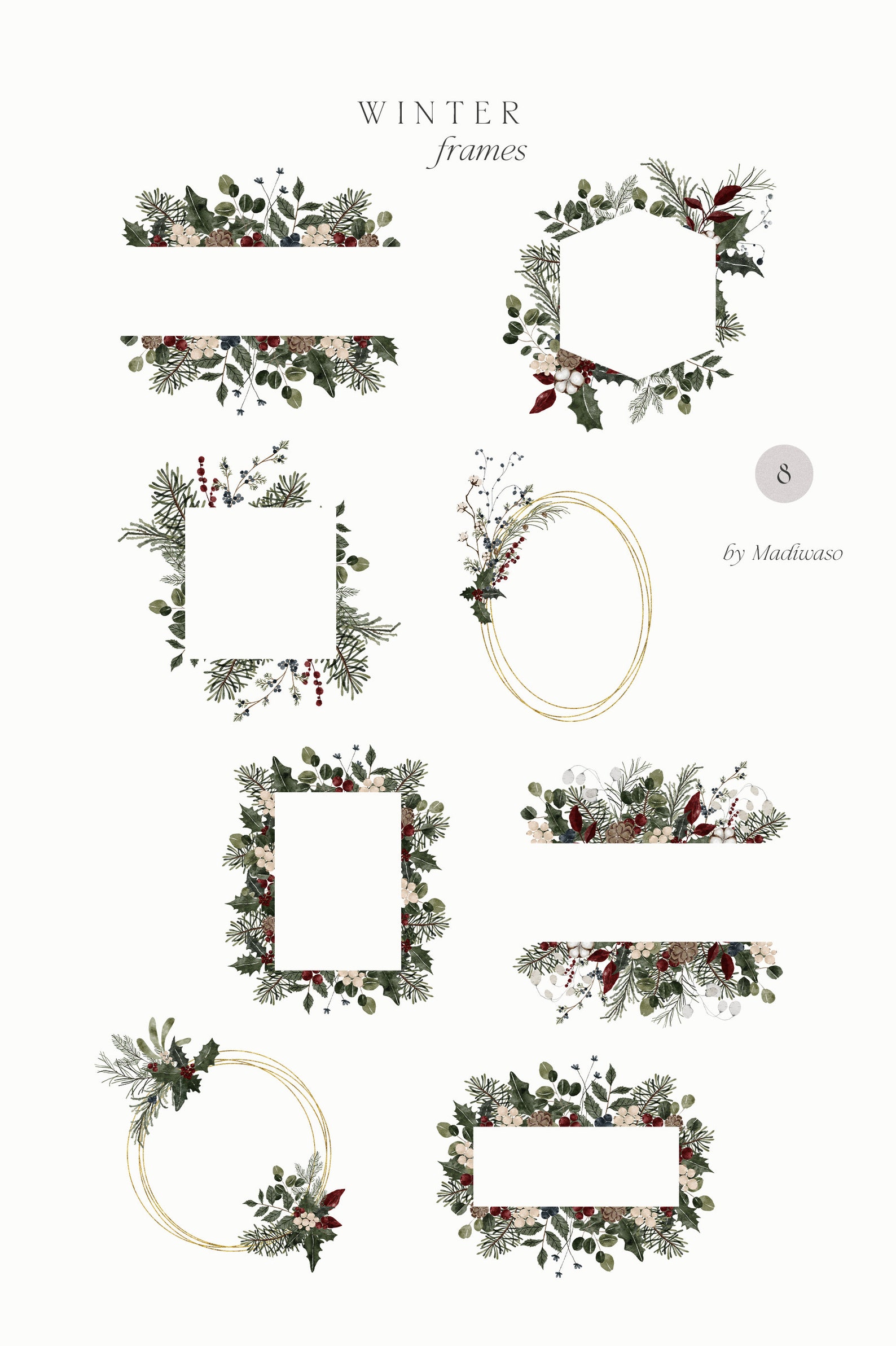 Watercolor Christmas Floral Winter Frame Clipart Winter - Etsy