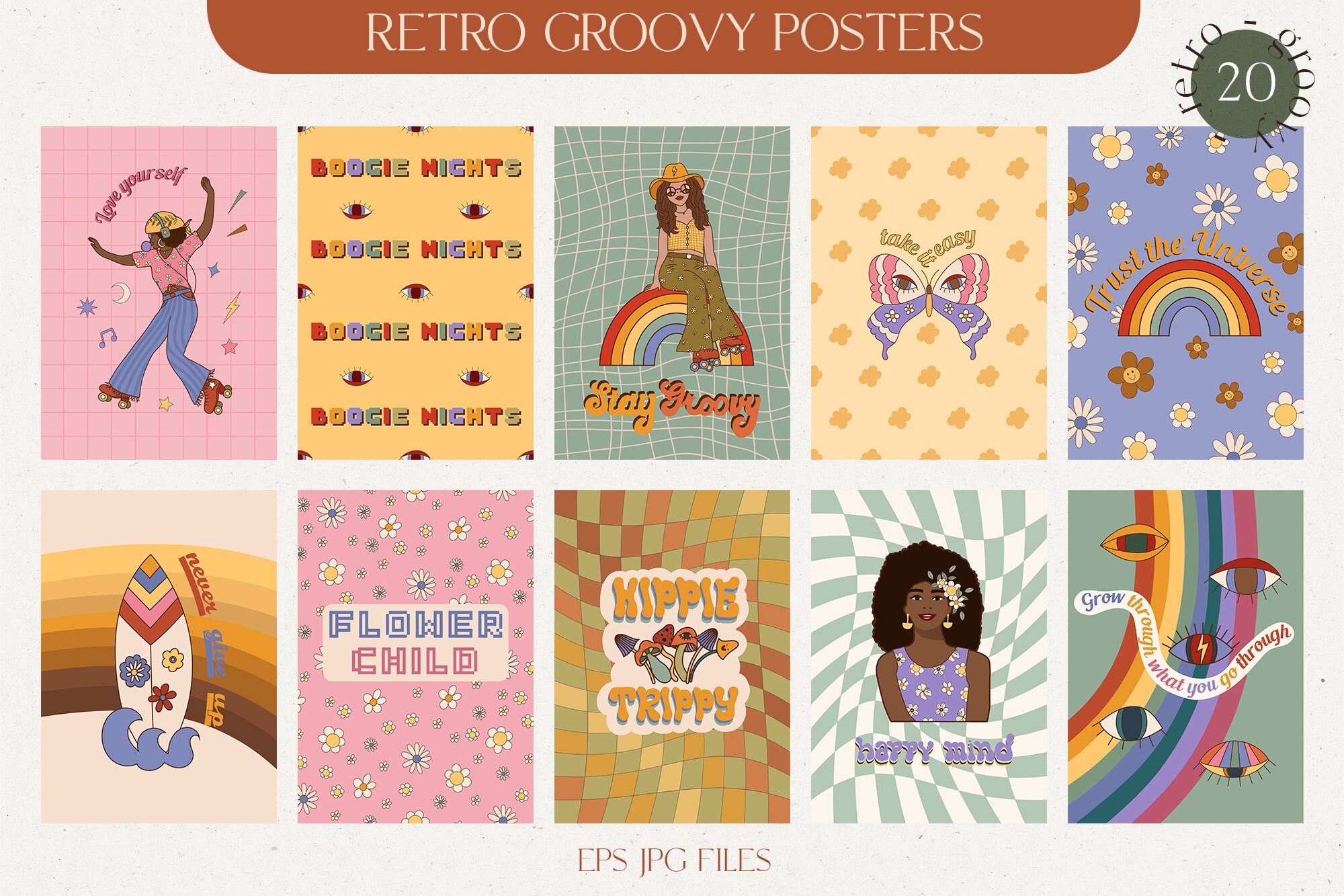 Retro Digital Groovy Poster Print Printable Hippie 70s 80s - Etsy