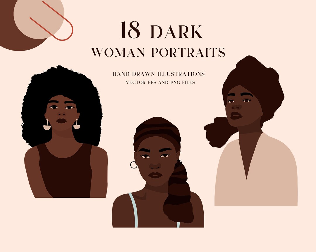 Abstract Black African Woman Portrait Clipart Afro Girl Face - Etsy