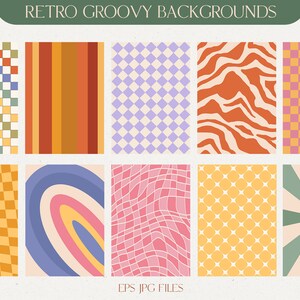 Retro Groovy Digital Paper Set, Scrapbook Paper, Printable Digital ...