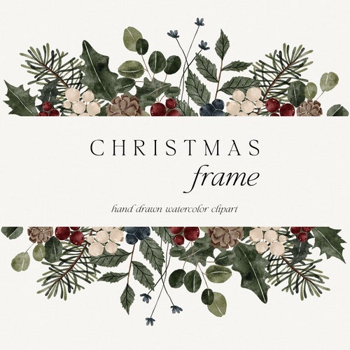Winter Watercolor Frame Clipart Christmas Holiday Border - Etsy