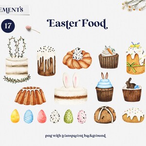 Easter Food Watercolor Clipart, Watercolor Easter Sweets Desserts ...