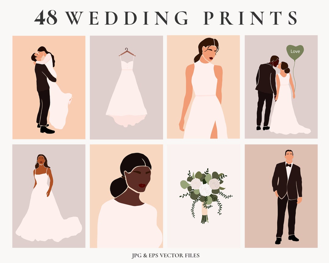 Wedding People Abstract Prints Marriage Wall Art Home Decor Wedding ...