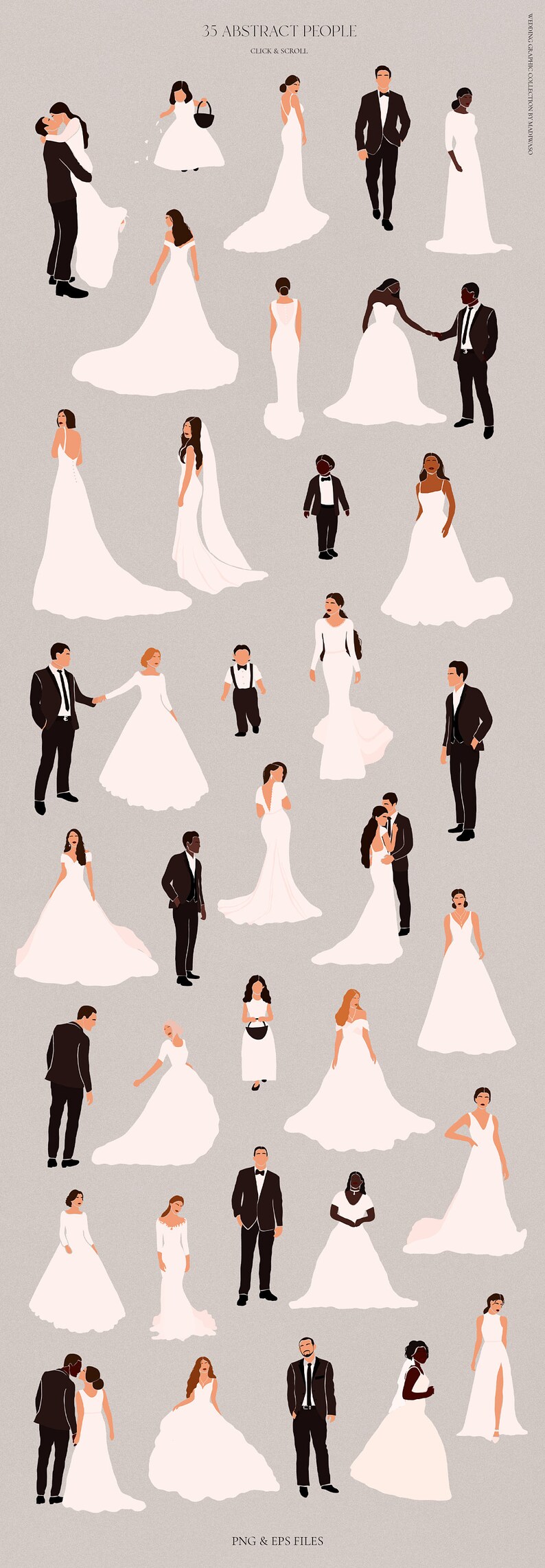 Abstract Wedding People Bride and Groom Clipart Marriage | Etsy