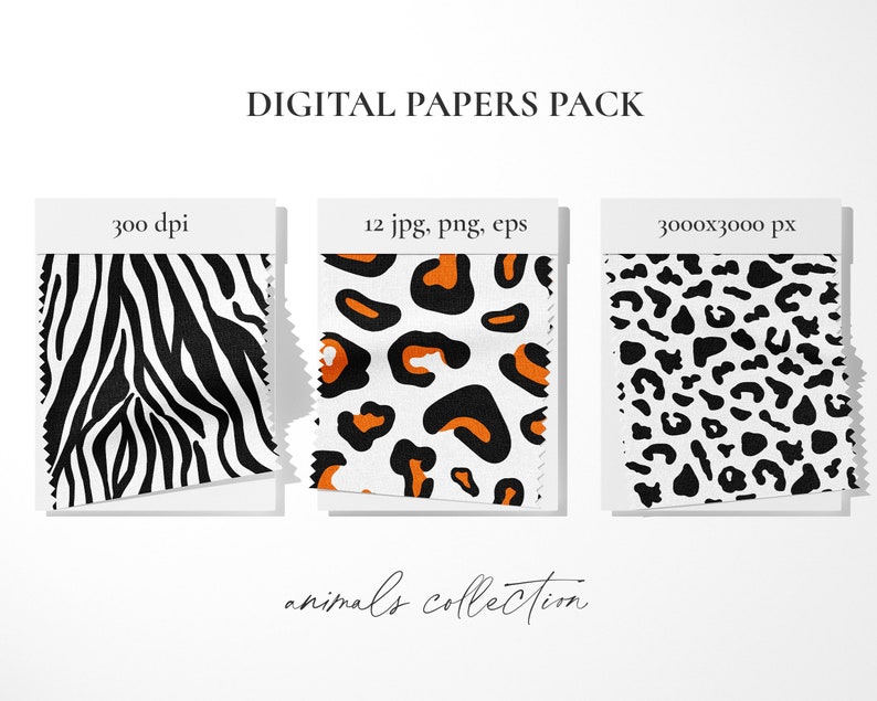 Animal Digital Paper Pack Leopard Paper Scrapbook Seamless | Etsy