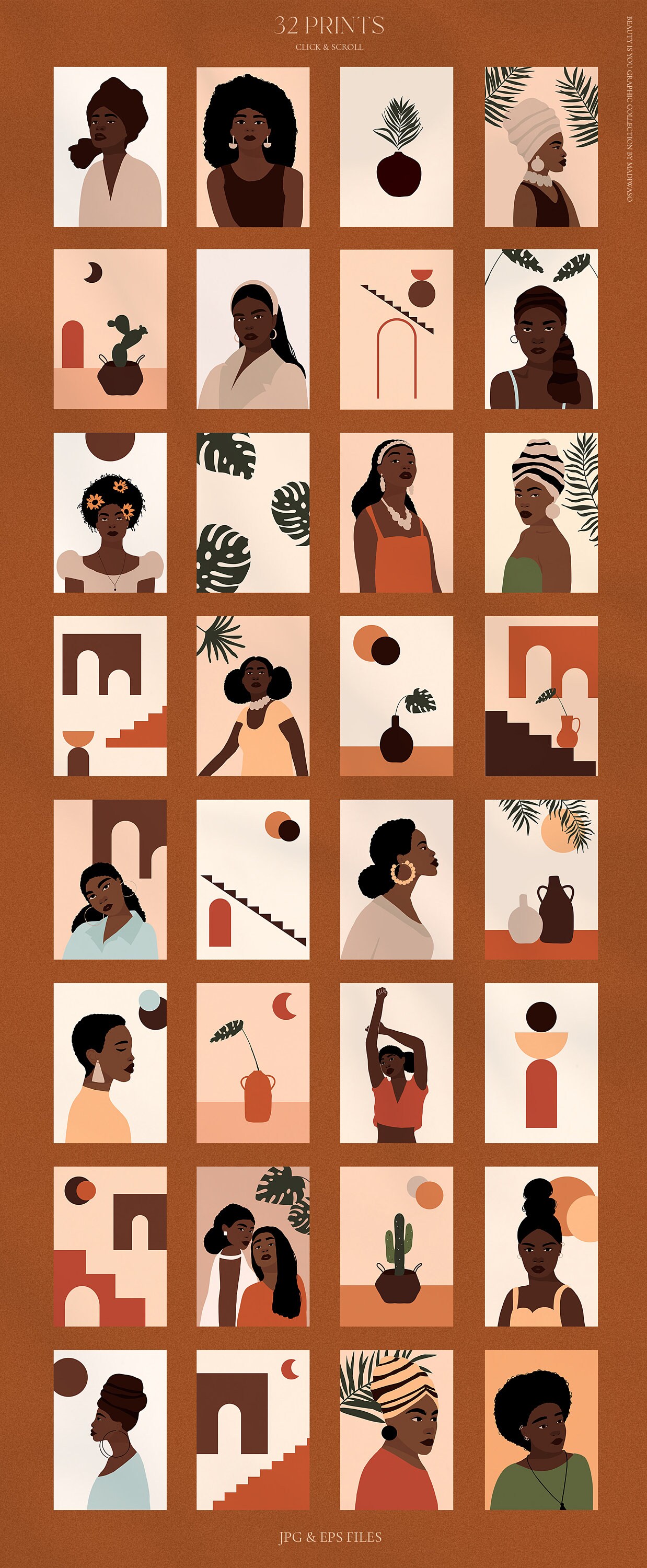 Abstract Black African Woman Prints Afro Girl Face Printable | Etsy