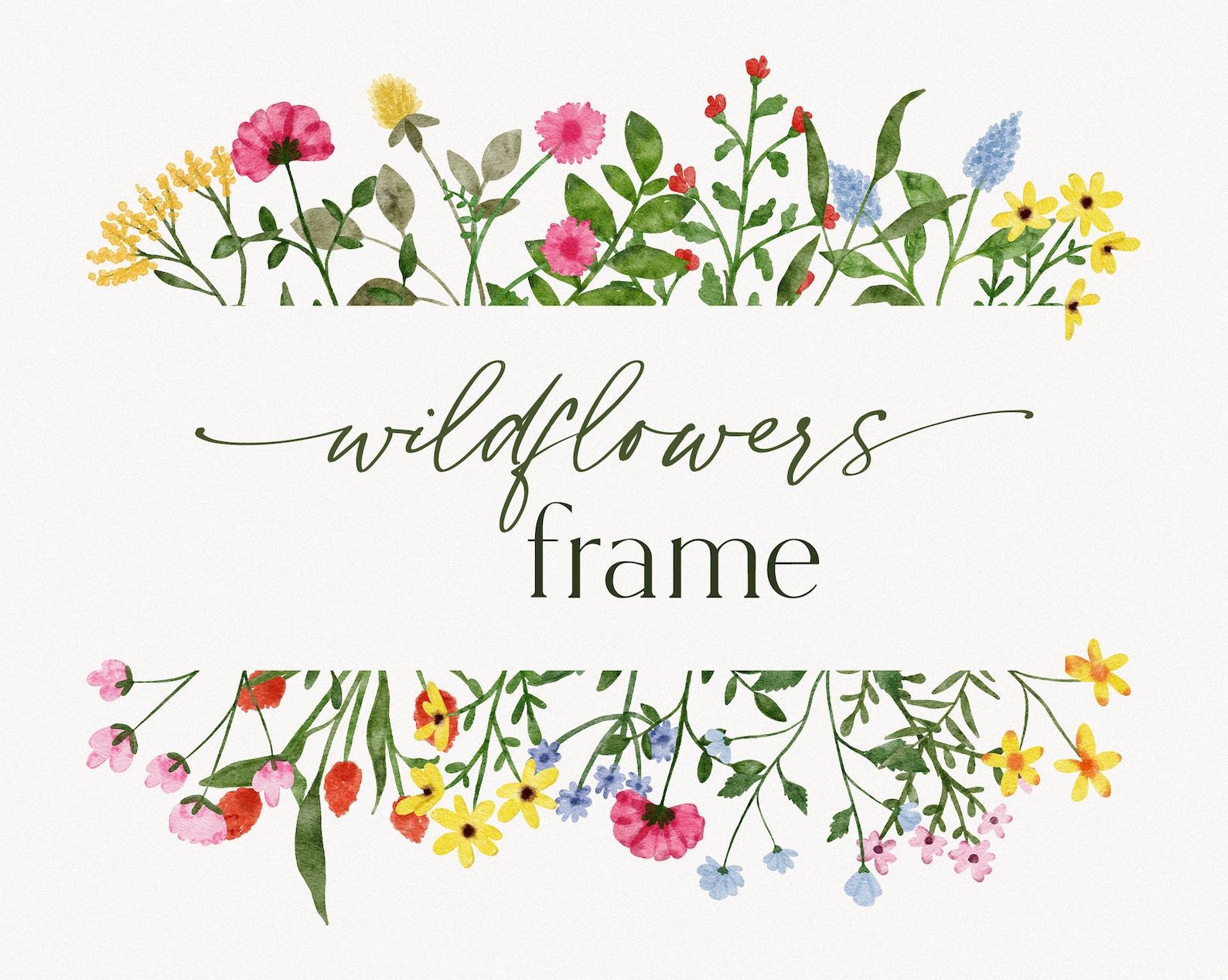 Wildflower Frame Clipart Watercolor Wild Flower Wreath - Etsy