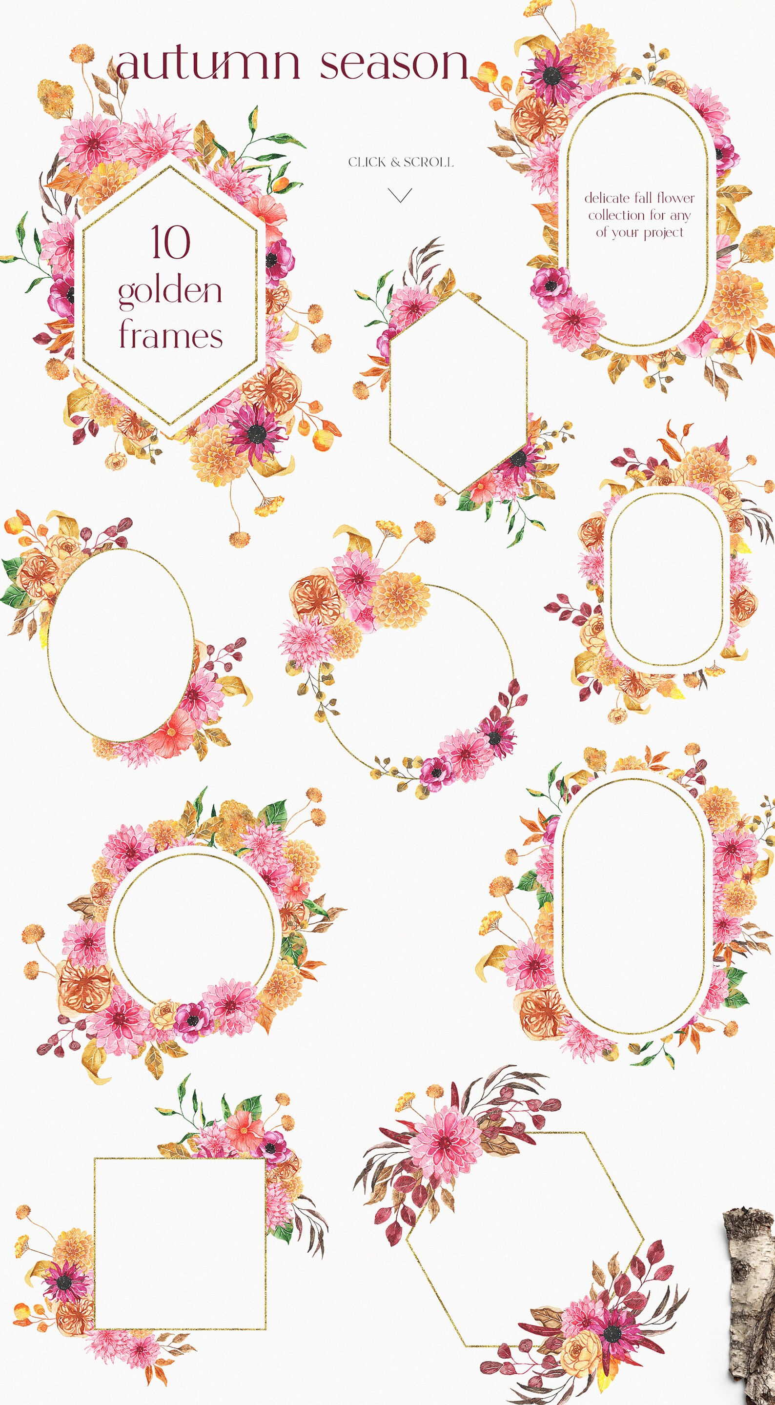 Watercolor Autumn Flowers Clipart Fall Yellow Orange Leaves | Etsy