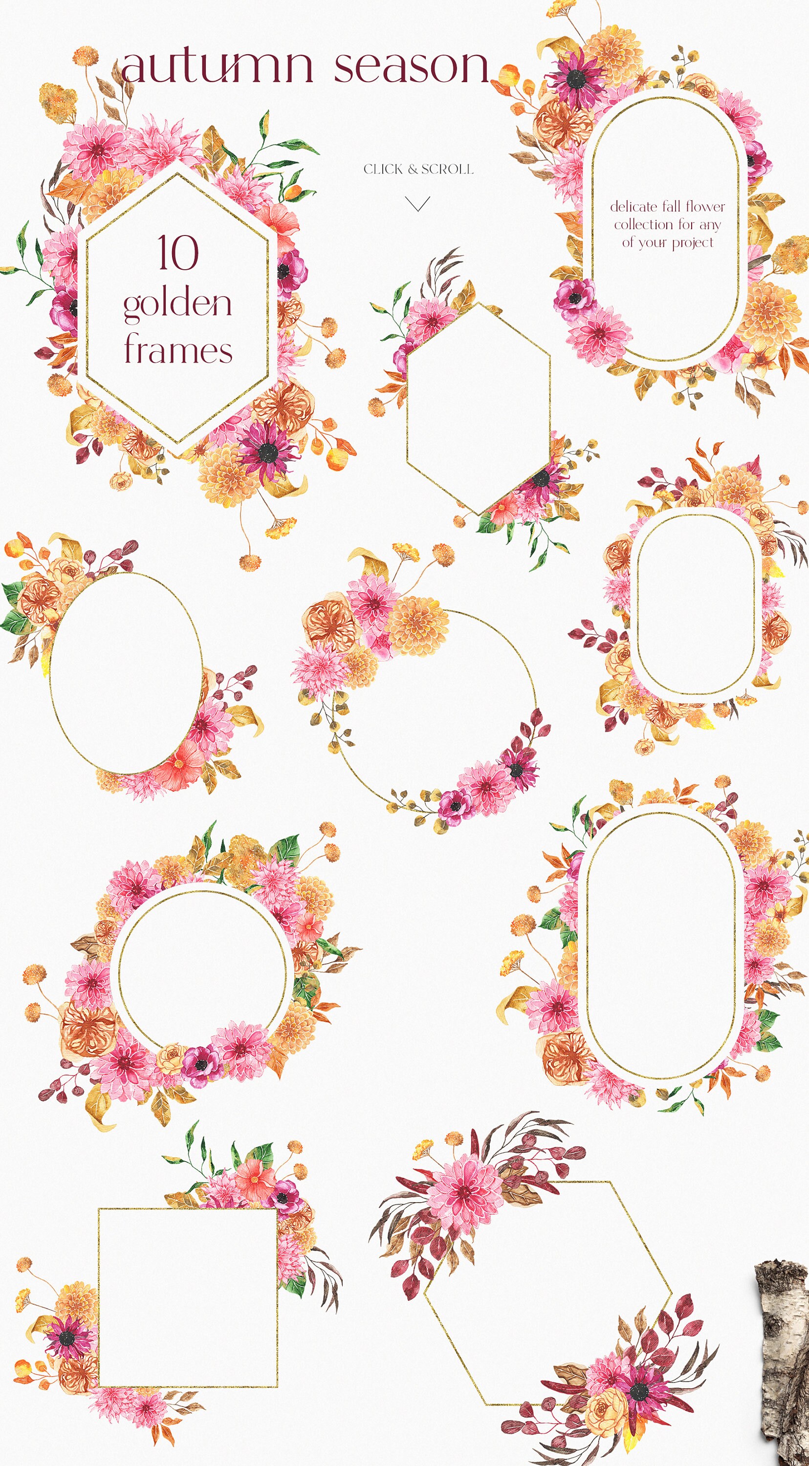 Watercolor Autumn Flowers Clipart Fall Yellow Orange Leaves | Etsy