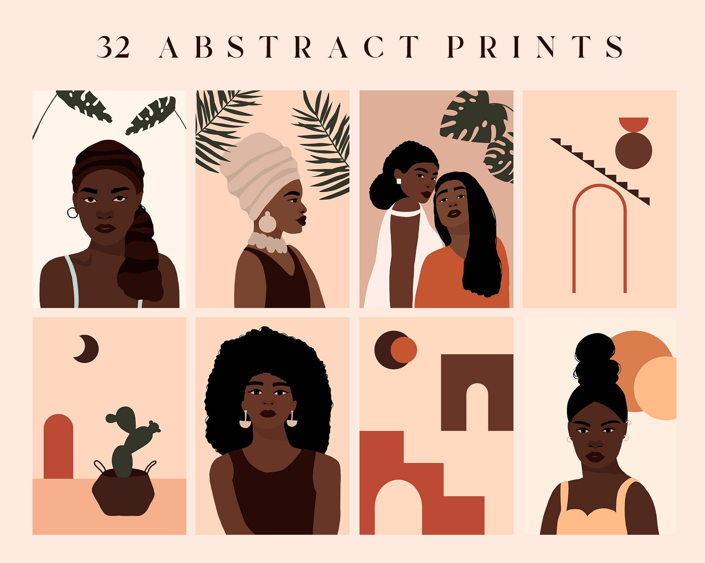 Abstract Black African Woman Prints Afro Girl Face Printable | Etsy