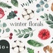 Watercolor Floral Clipart, Christmas Floral Clipart, Winter Floral ...
