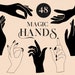 Hands Clipart, Magic Mystic Hand Gestures Icons Symbols, Esoteric ...