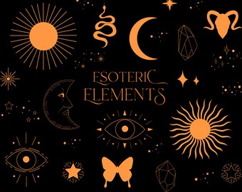 Sun Moon Boho Clipart Logo Art Celestial Zodiac Esoteric - Etsy