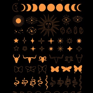 MYSTICAL Celestial Sun Moon Magic Clipart, Cosmic Esoteric, Hands ...