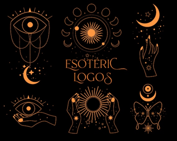Esoteric magic mystical logo clipart Black celestial moon sun | Etsy