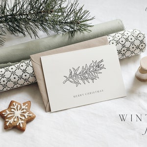 Winter Botanical Floral Line Art Clipart, Christmas Greenery Flowers ...