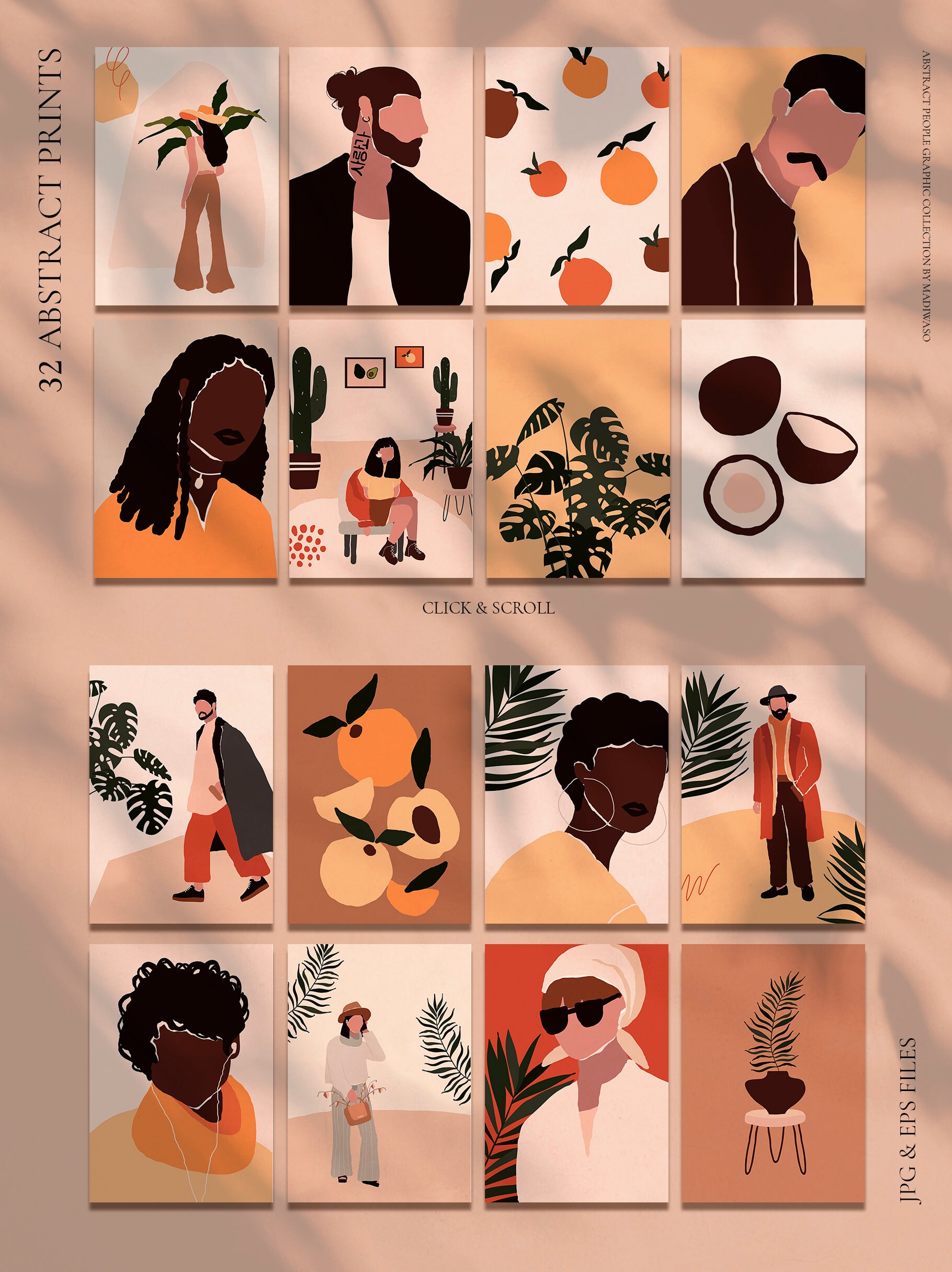 ABSTRACT people woman men prints collection Abstract shapes | Etsy