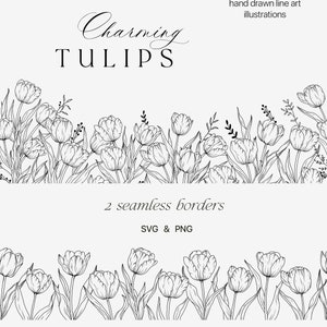 Tulip Flower Line Art Clipart SVG - Botanical Tulip Floral Simple ...
