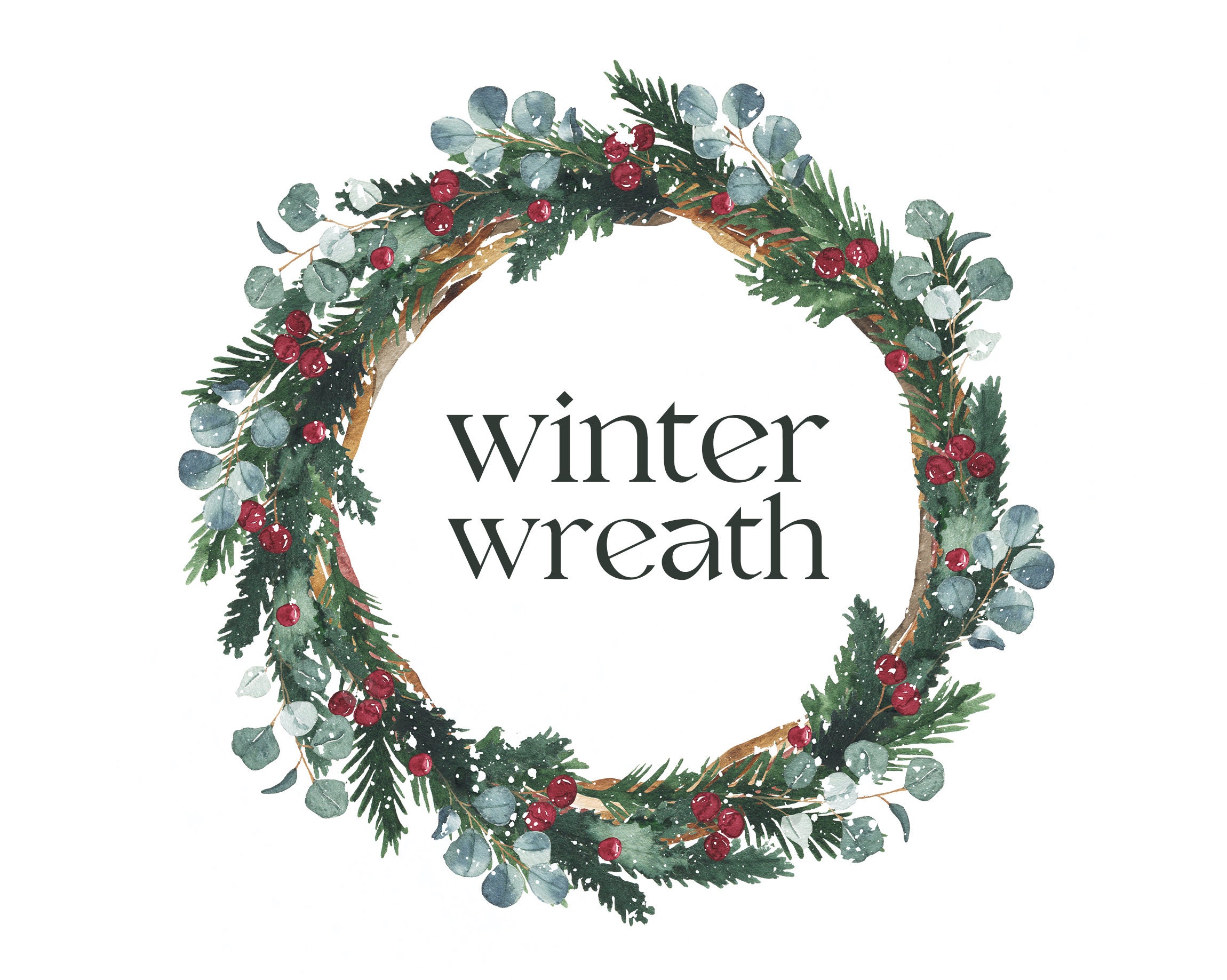 Watercolor Christmas Wreath Clipart Christmas Frame Clipart - Etsy