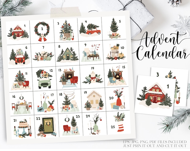 Advent Calendar Printable Christmas Advent Calendar for Kids | Etsy