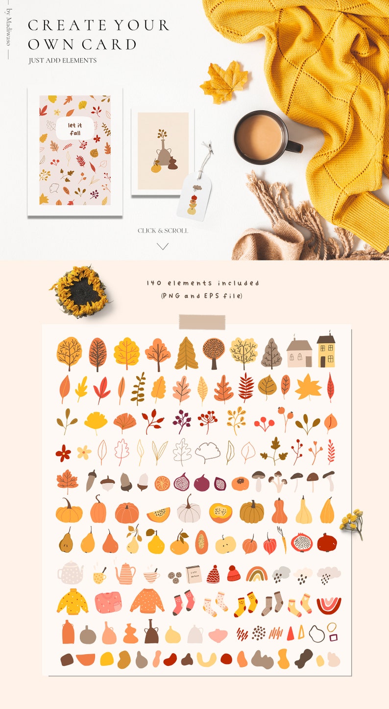 Cozy Autumn Fall Clipart Thanksgiving Pumpkin Autumn Leaves - Etsy